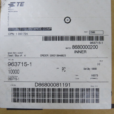 TE CONNECTIVITY 963715-1 Qty of 500 per Lot CONN SOCKET 18-20AWG CRIMP ...