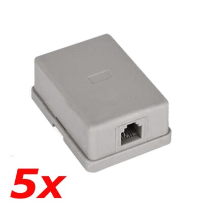 5 PACK - 1-Port RJ11 6P4C White Surface Mount Box SMB Biscuit Jack for ...