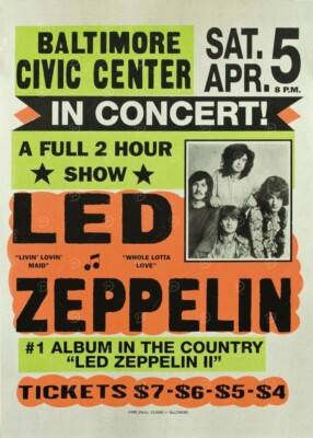 Led Zeppelin Baltimore 1969 Mini Concert Poster 4x6 Re-Print #SF2 | eBay