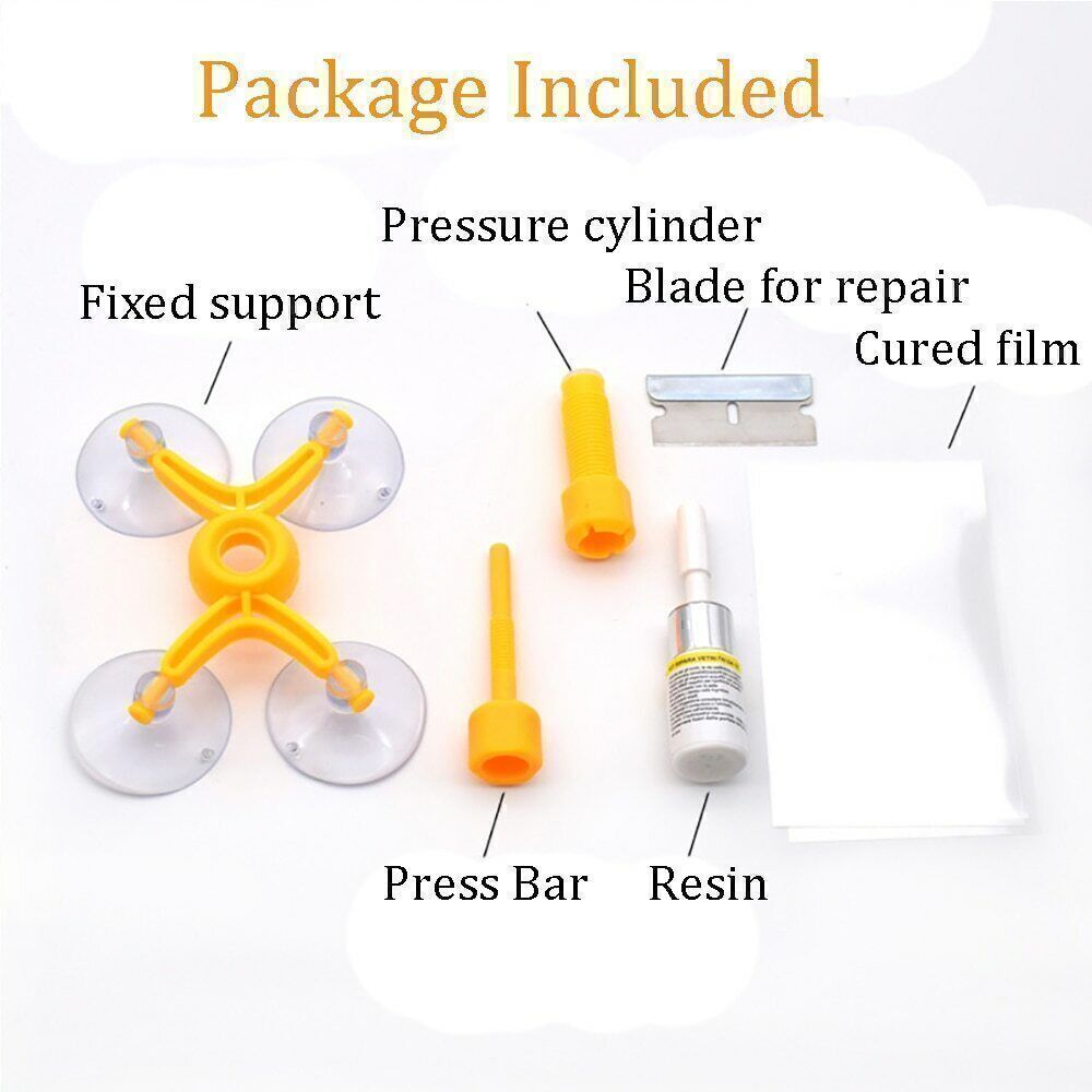 Windshield Repair Kit Quick Fix Car Wind Glass Bullseye Rock Chip Crack ...