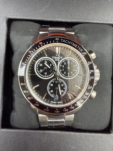 Tissot V8 Men's Silver Tachymeter Chronograph Sapphire 42mm Steel Watch ...