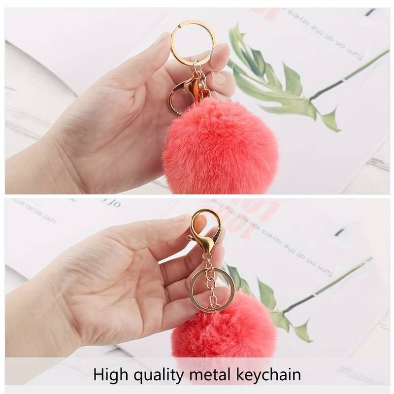 8cm Faux Rabbit Fur Pom Pom Keychain Soft Fluffy Bag Charm Multiple ...