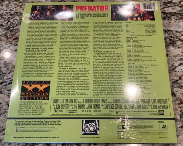 Predator Laserdisc Arnold Schwarzenegger Carl Weathers Widescreen 1987 ...