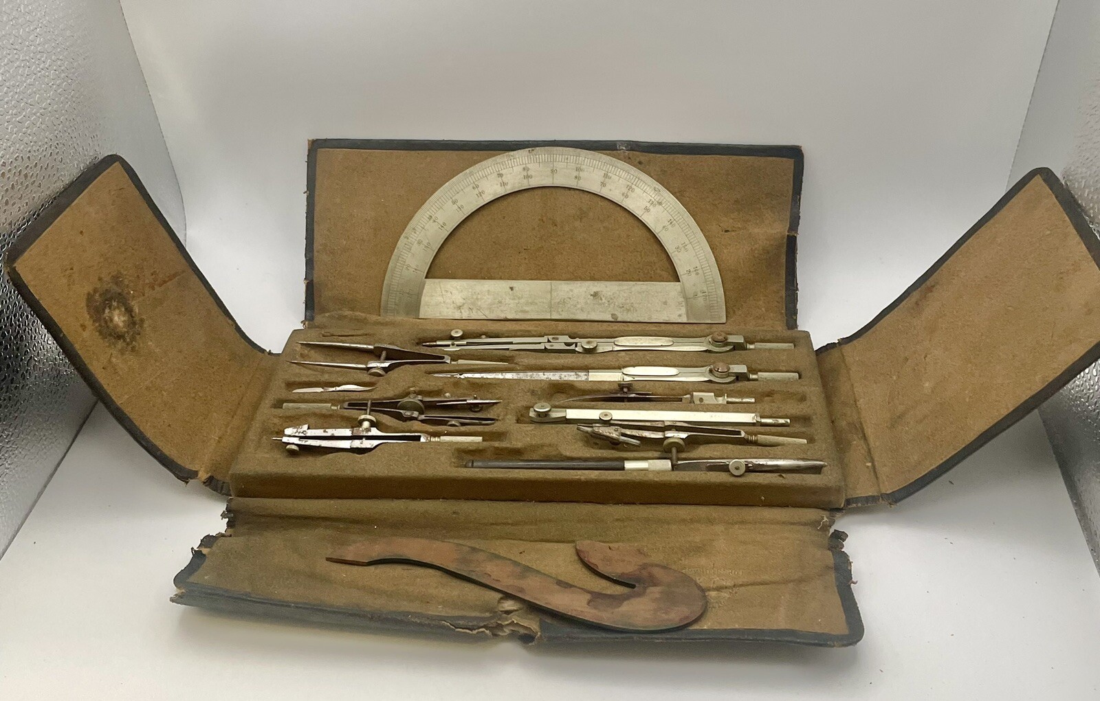 Antique Schoenner Drafting Tool Set 11 Pc In Leather Case | eBay