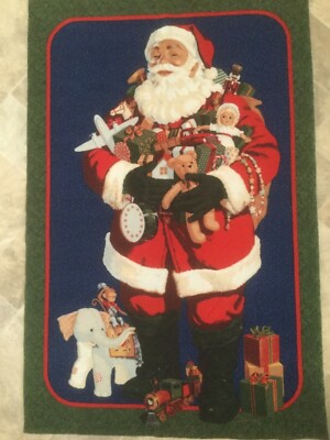 Santa Clause Fabric Panel Fleece Door Hanging Holiday Christmas ...