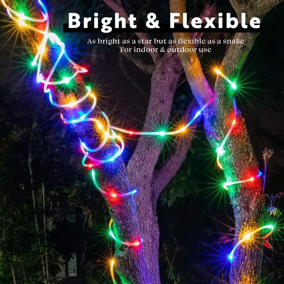 Colorful 8-Mode LED Outdoor Waterproof Rope Light 10' 20' 25' 50' 100 ...