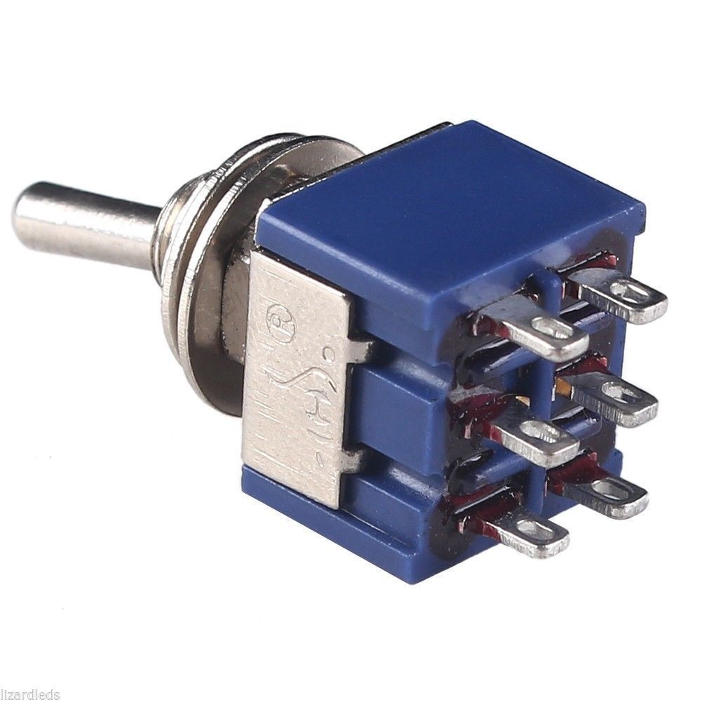 6 Pin 2 Position ON-ON DPDT Mini Latching Toggle Switch AC 125V/6A ...