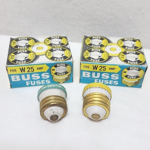 Buss W 25 Amp Fuse Lot of 11 House Fuses 2 Extra Bussmann Mfg New Old ...