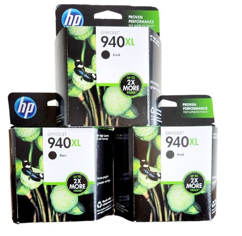 HP 940XL Ink Cartridges Black Lot of 3 Expired 0114 Sealed 884420334002 ...