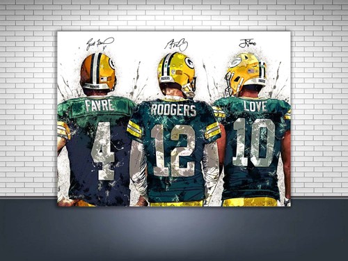 Jordan Love, Aaron Rodgers, Brett Favre Poster, Green Bay Packers Gift ...