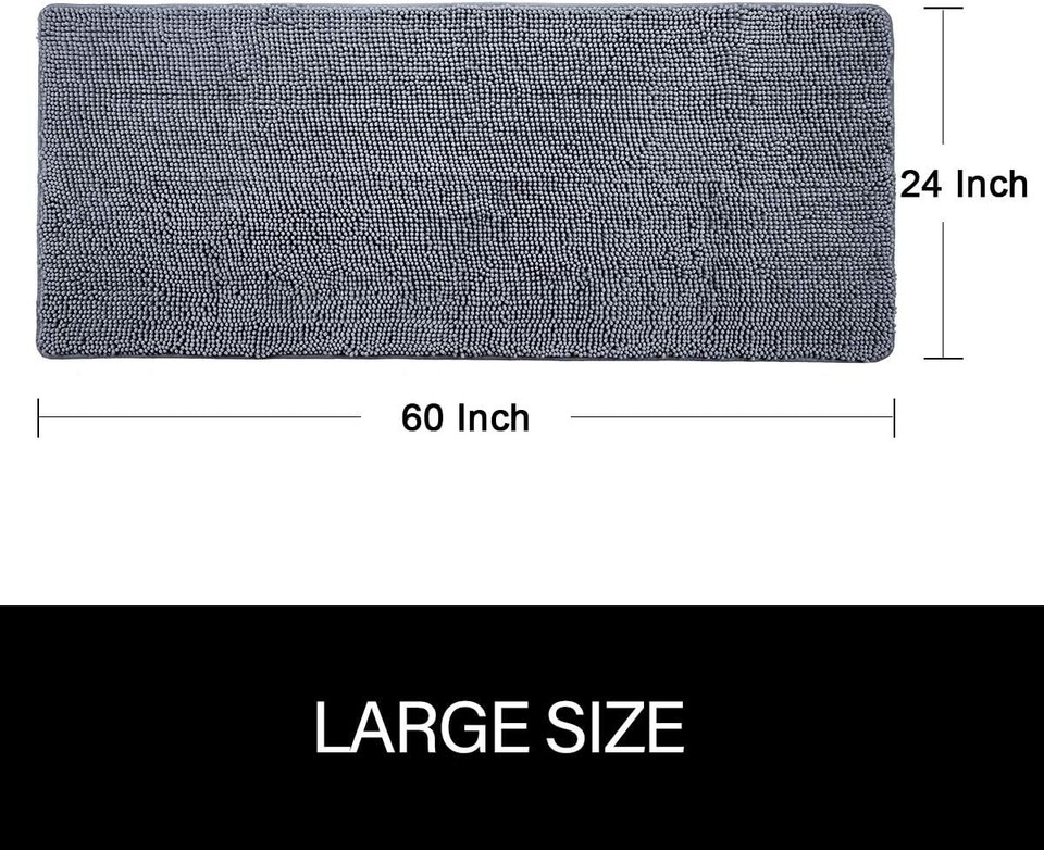 Shaggy Bath Rug 24 x 60 inches, Washable Non-Slip Bath Rug for Bathroom ...