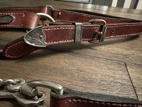 Horse Tack - Leather Western Silver Show Halter & Chain Lead Shank | eBay