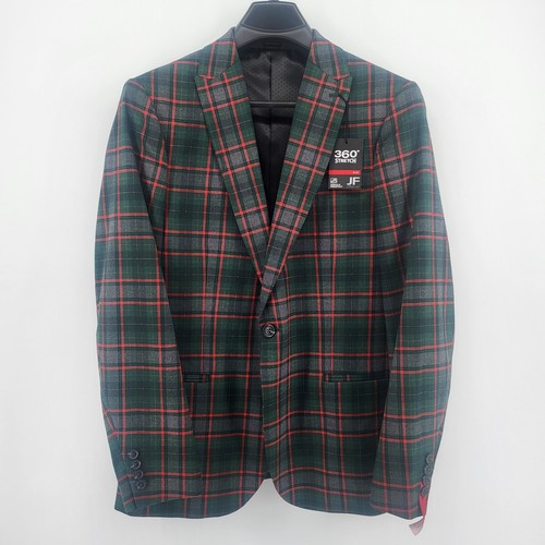 JF J Ferrar Men's Slim Fit Plaid Blazer Jacket Green Red Tartan 38/40 ...