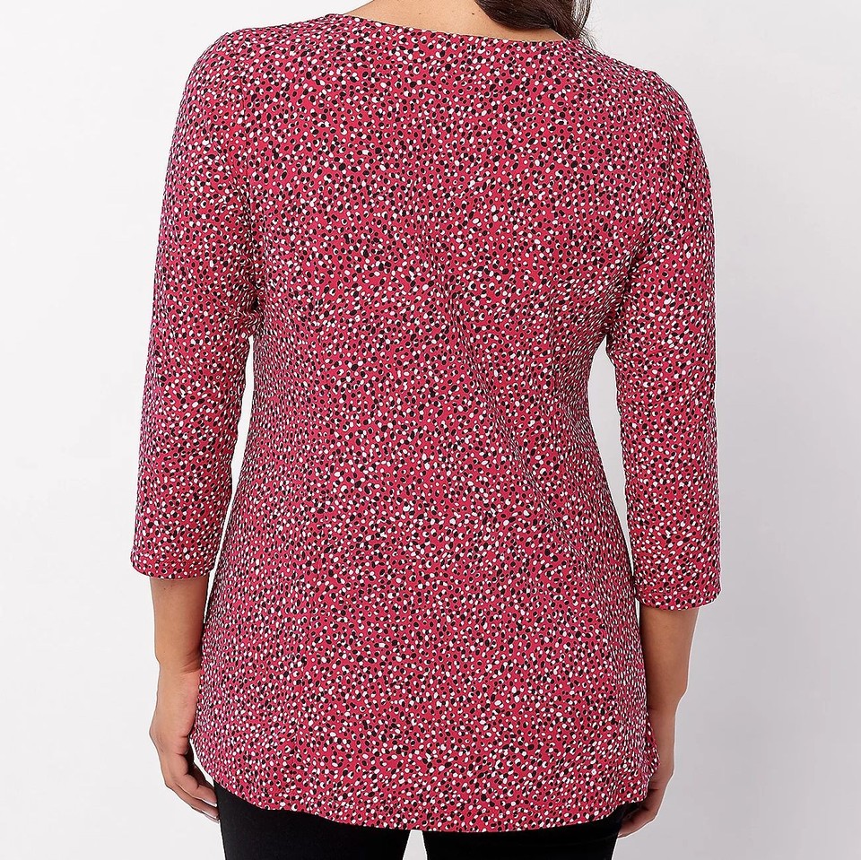 Susan Graver Size 1X Paris Rose Printed Liquid Knit Fit & Flare Tunic ...