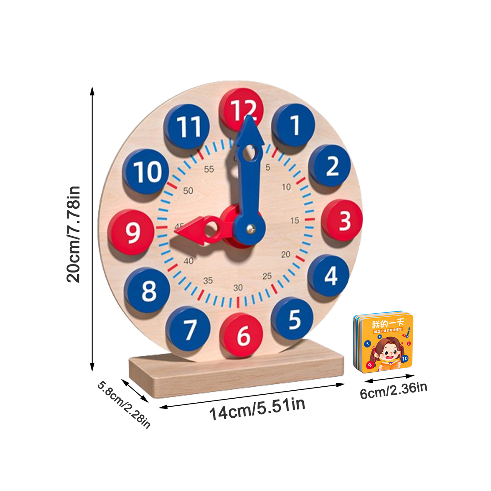 Children Teaching Clock Learning To Tell Time Wood Educational Clock ...
