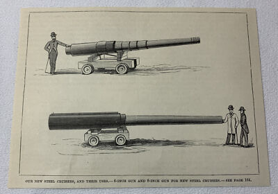 1885 magazine engraving ~ 6 INCH AND 8 INCH GUNS FOR STEEL CRUISERS ...
