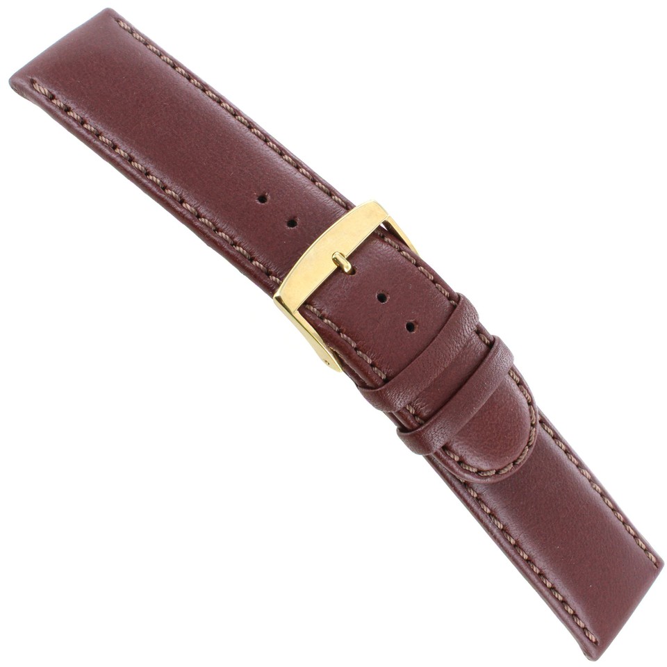 24mm Di-Model Oregon Genuine Leather Padded Stitched Brown Watch Band ...