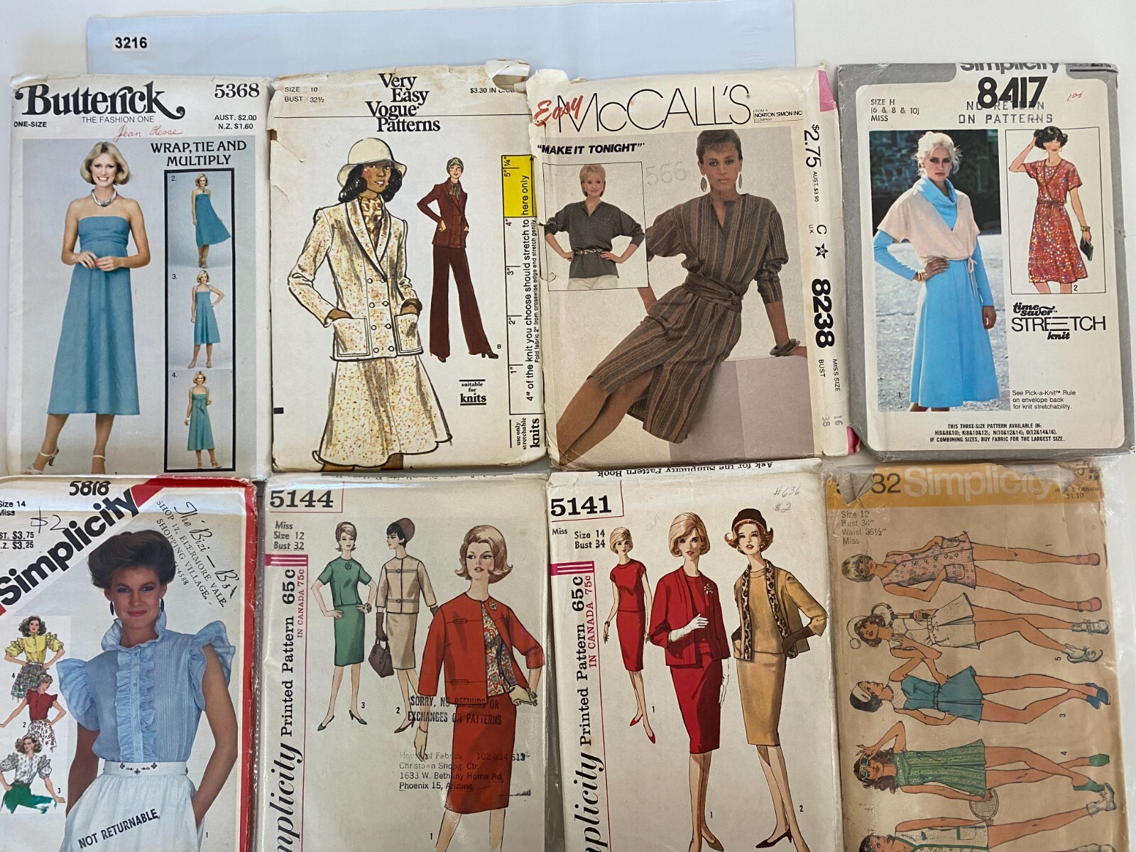 Lot 3216 - Bulk Sewing Patterns 8 x Vintage Misses Various Size | eBay