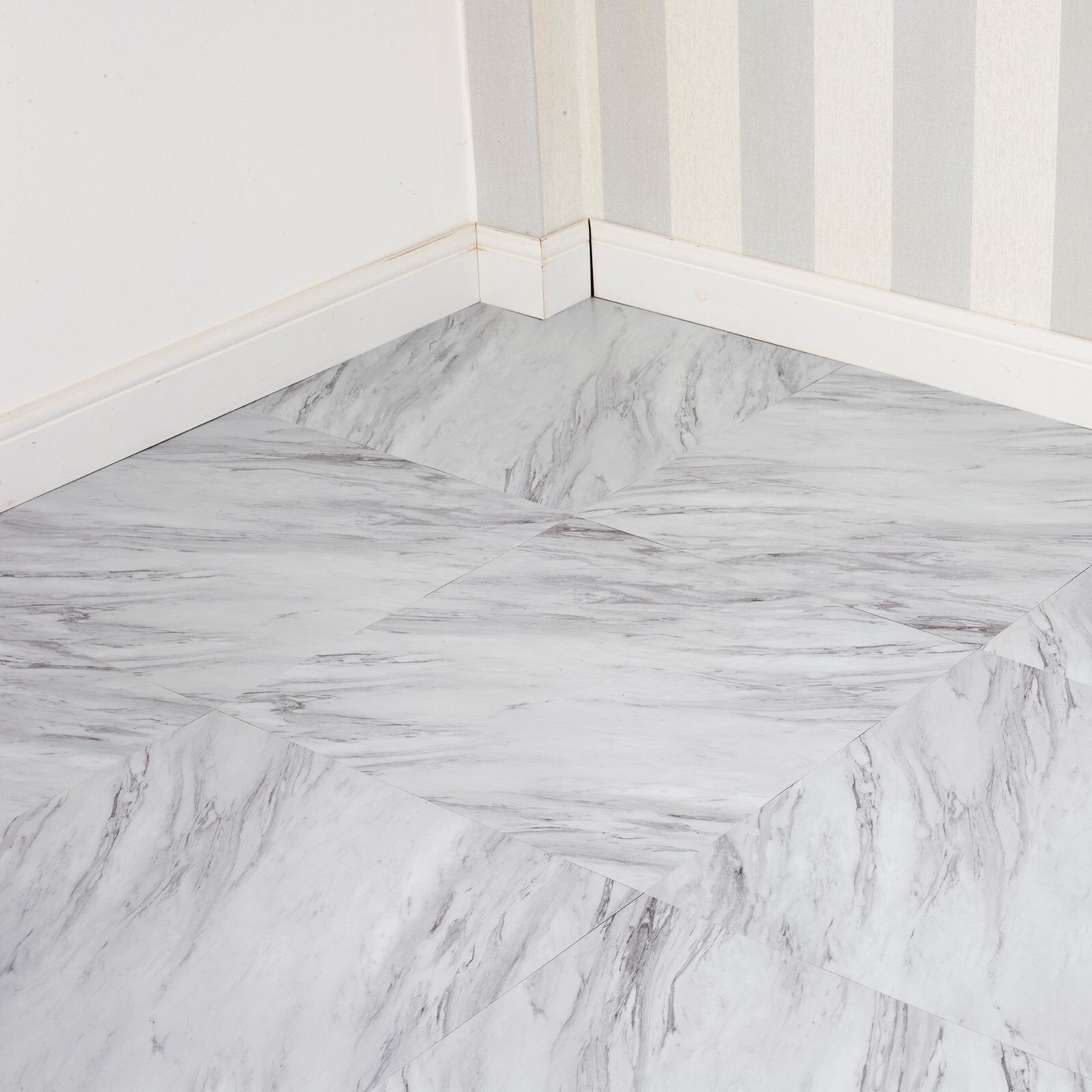 60cm Square Marble Effect Vinyl Floor Tiles Self Adhesive Flooring ...