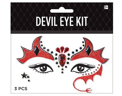 Red & Black Devil Gem Eye Accessories (Adult Size) - 3 Pcs. - Dazzling ...