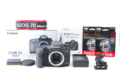 **N MINT+ in Box ** Canon EOS 7D Mark II Camera Body + SD Card 32GB×2 ...