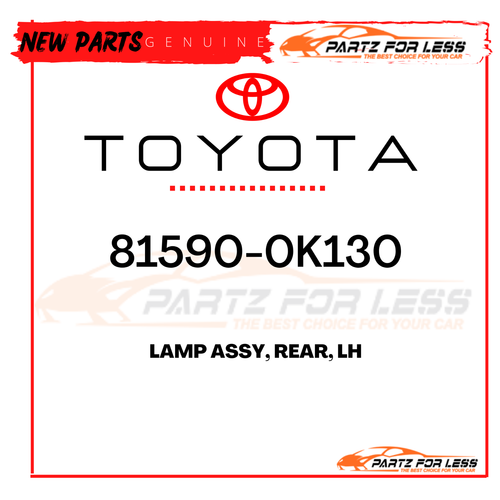 81590-0K130 TOYOTA GENUINE LAMP ASSY, REAR, LH 815900K130 NEW OEM | eBay