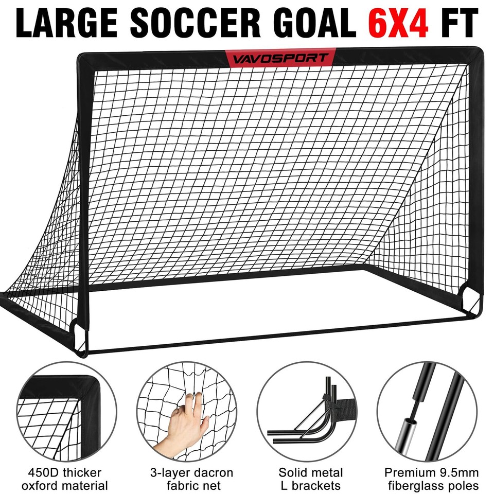 Kids Soccer Goals for Backyard Set - 2 of 6x4 ft Portable Soccer Goal ...