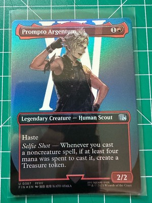Prompto Argentum Foil Borderless Showcase Final Fantasy MTG NM In Hand ...