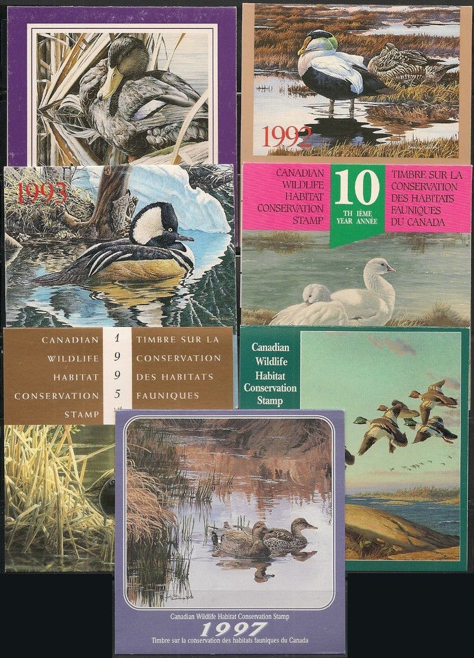 CANADA (1991-97) 7 x Wildlife "Duck" Stamp Booklets MNH (9 pics) L#1204 ...