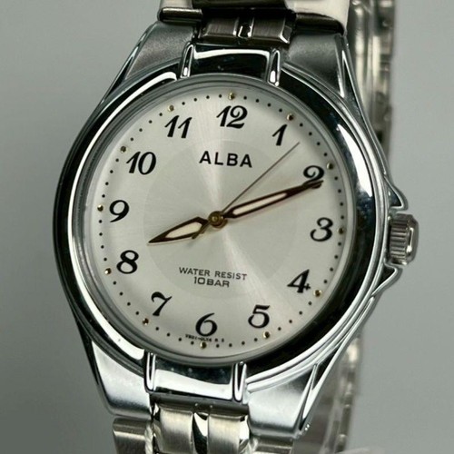Seiko ALBA Quartz Watch White Dial Arabic Numbers Japan Unused 35mm | eBay