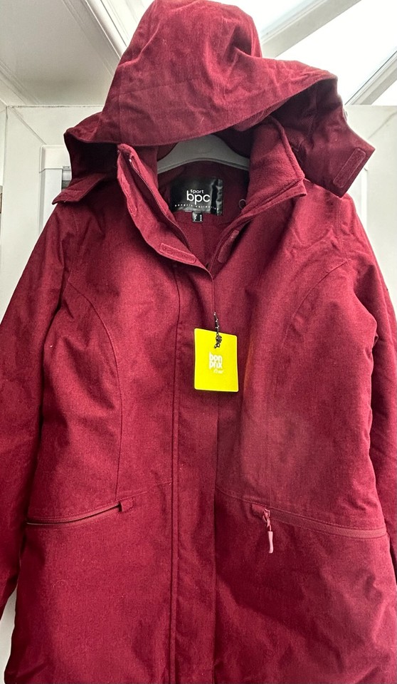 bonprix bpc Sport Hooded Waterproof Coat Maroon Detachable Hood ...