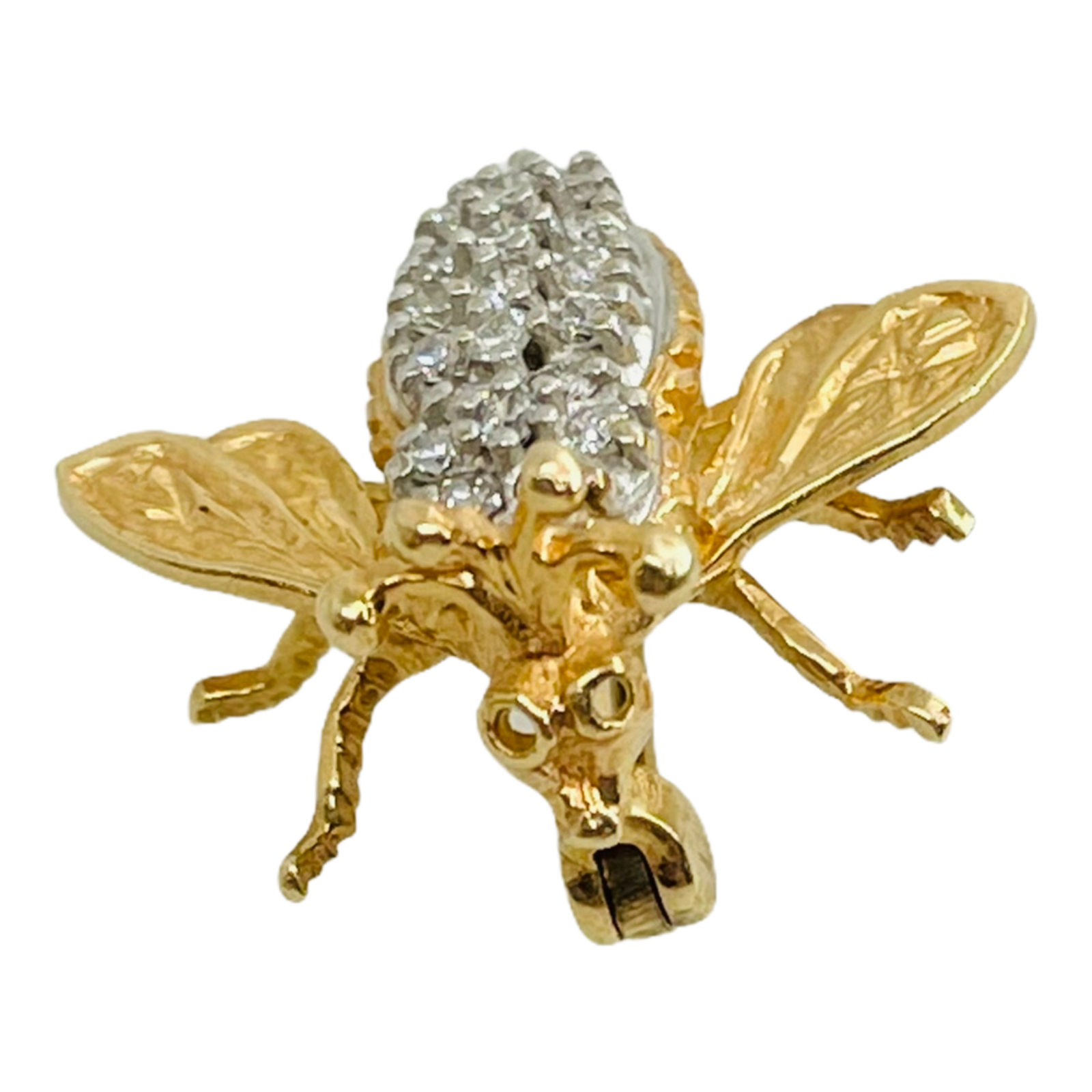 EMA 14k Yellow Gold & Diamond Bee Bug Vintage Pin Brooch 3/4" x 3/4" | eBay