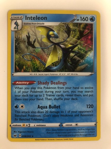 Pokemon Inteleon Deck Exclusives 2020 NM Foil 058/202 Box 4 | eBay