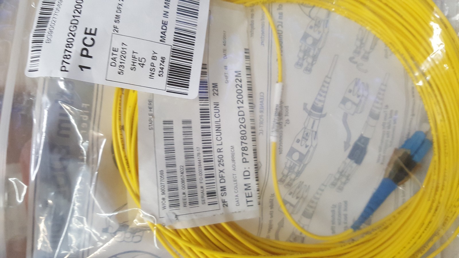 Corning Fiber Optic Cable 834351 2f SM DFX 250 R Lcuni/lcuni 22m for ...