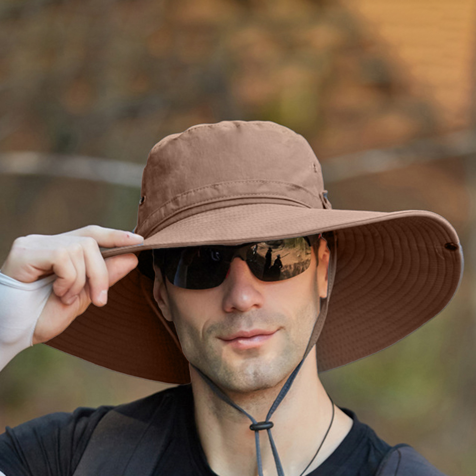 Men Sun Hat Drawstring Sun Protection Summer Uv Resistant Hiking Cap ...