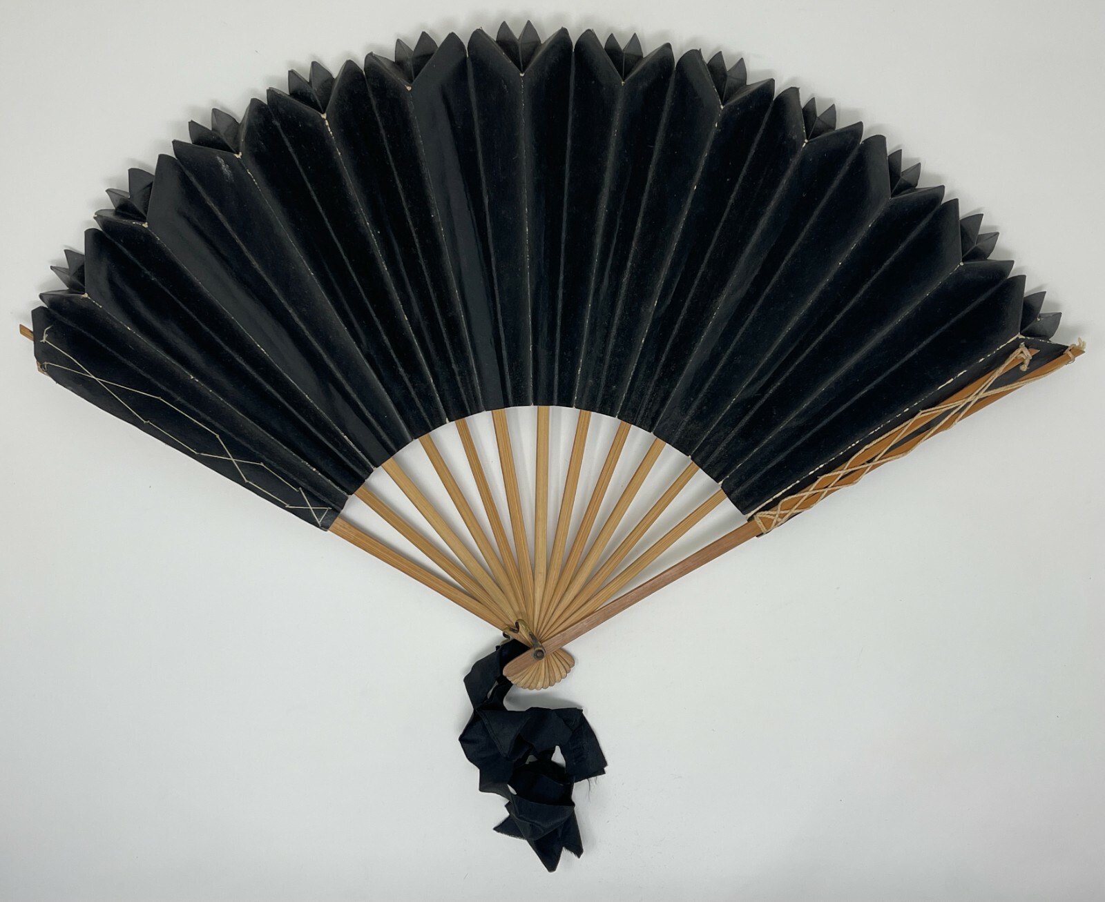 Antique! Japanese Style Paper w/ Wooden Spokes HAND FAN Beautiful ...