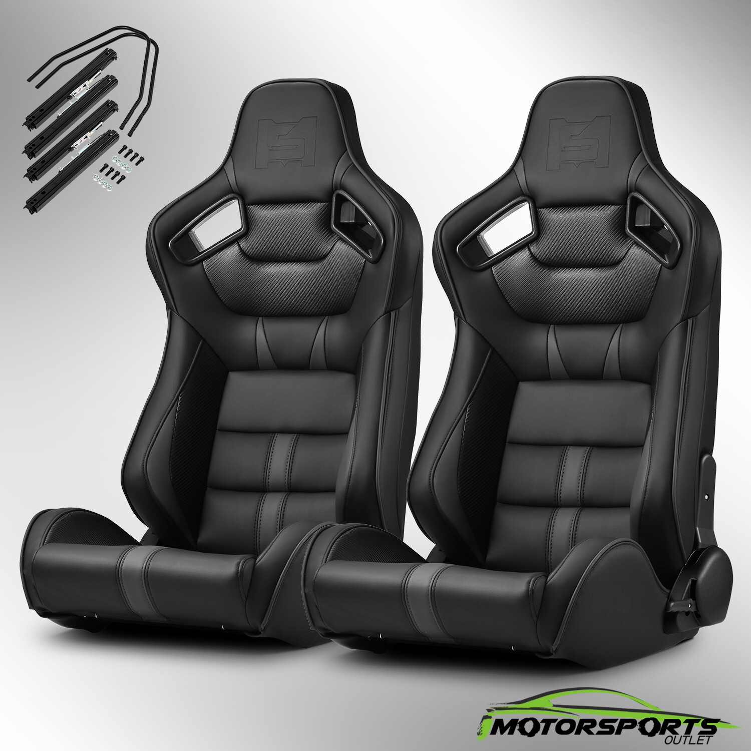 VIPER-Series Universal PVC Leather Reclinable Black Racing Seats Car ...