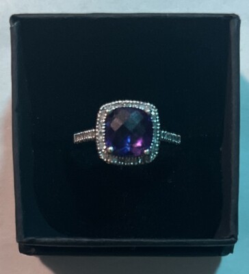 Vintage Ring EMA 10k White Gold Amethyst W/ Diamonds Woman’s Jewelry | eBay