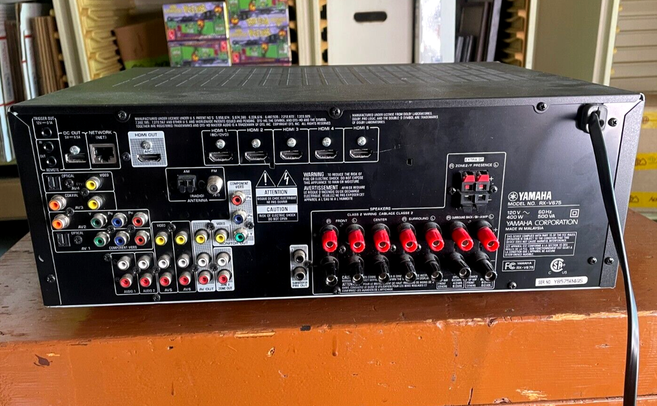 YAMAHA Model RX-V675 AV Surround Sound Receiver Black Audio Video HDMI ...