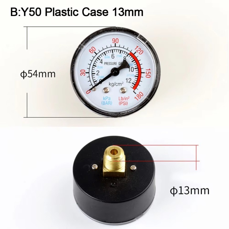 1Pcs Plastic/Iron Shell Pressure Gauge Power Tools Replacement ...