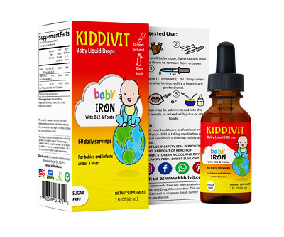 Kiddivit Baby Iron Liquid Drops With Vitamin B12 & Folate - Sugar Free ...