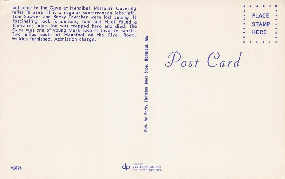 Hannibal MO Missouri Mark Twain Cave Entrance Sign Vtg Postcard H22 | eBay