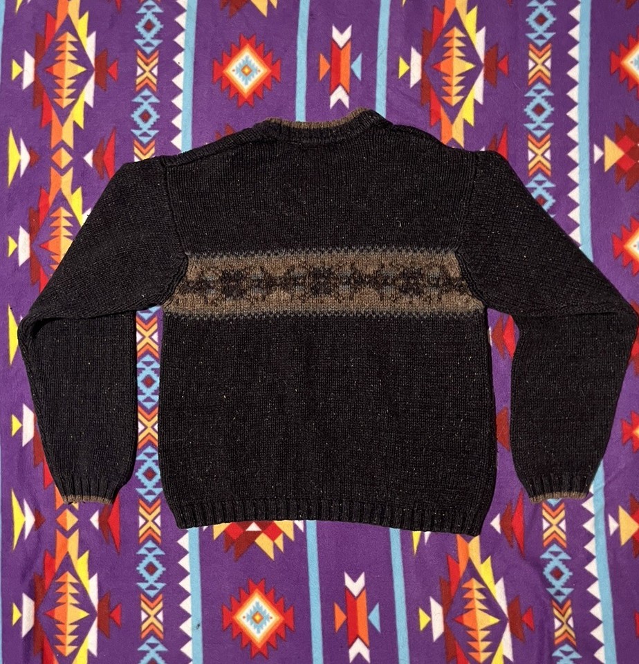 Fieldmaster Mens Wool Blend Fair Isle Pattern Sweater Size M Cozy Cabin ...
