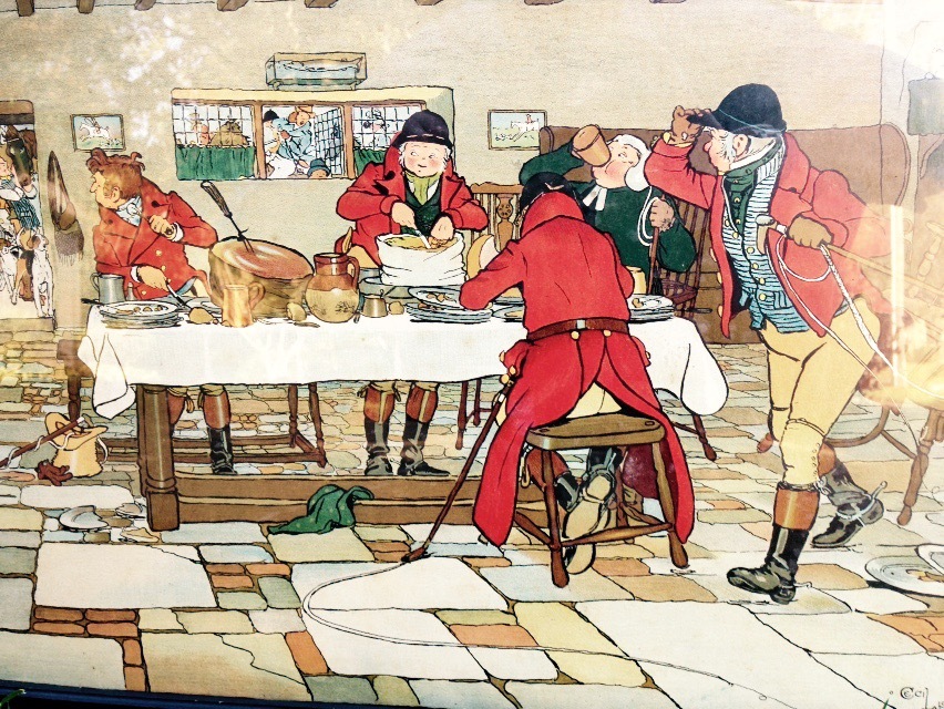 FOX HUNT BREAKFAST PRINT, FOX HUNTING, HOUNDS, ARTIST CECIL ALDIN, 1900 ...