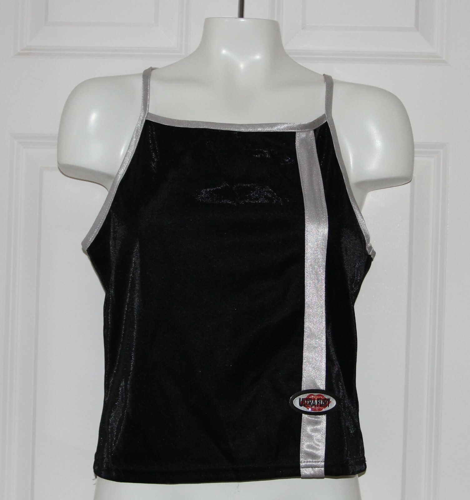 NWT Vintage ULTRA FLIRT Black & Metallic Silver Racer Back Thin Strap ...
