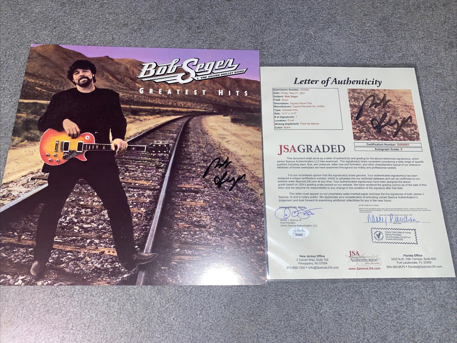 Bob Seger Autograph Signed Flat 12x12 JSA LOA Letter COA VERY RARE ...