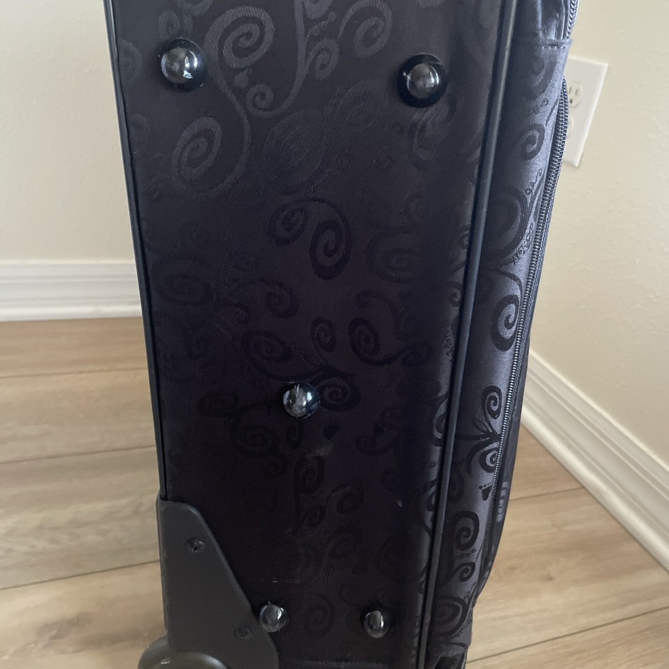 Brighton Black & Choc Croc Leather 22” Carry-on Luggage Rolling Wheels ...