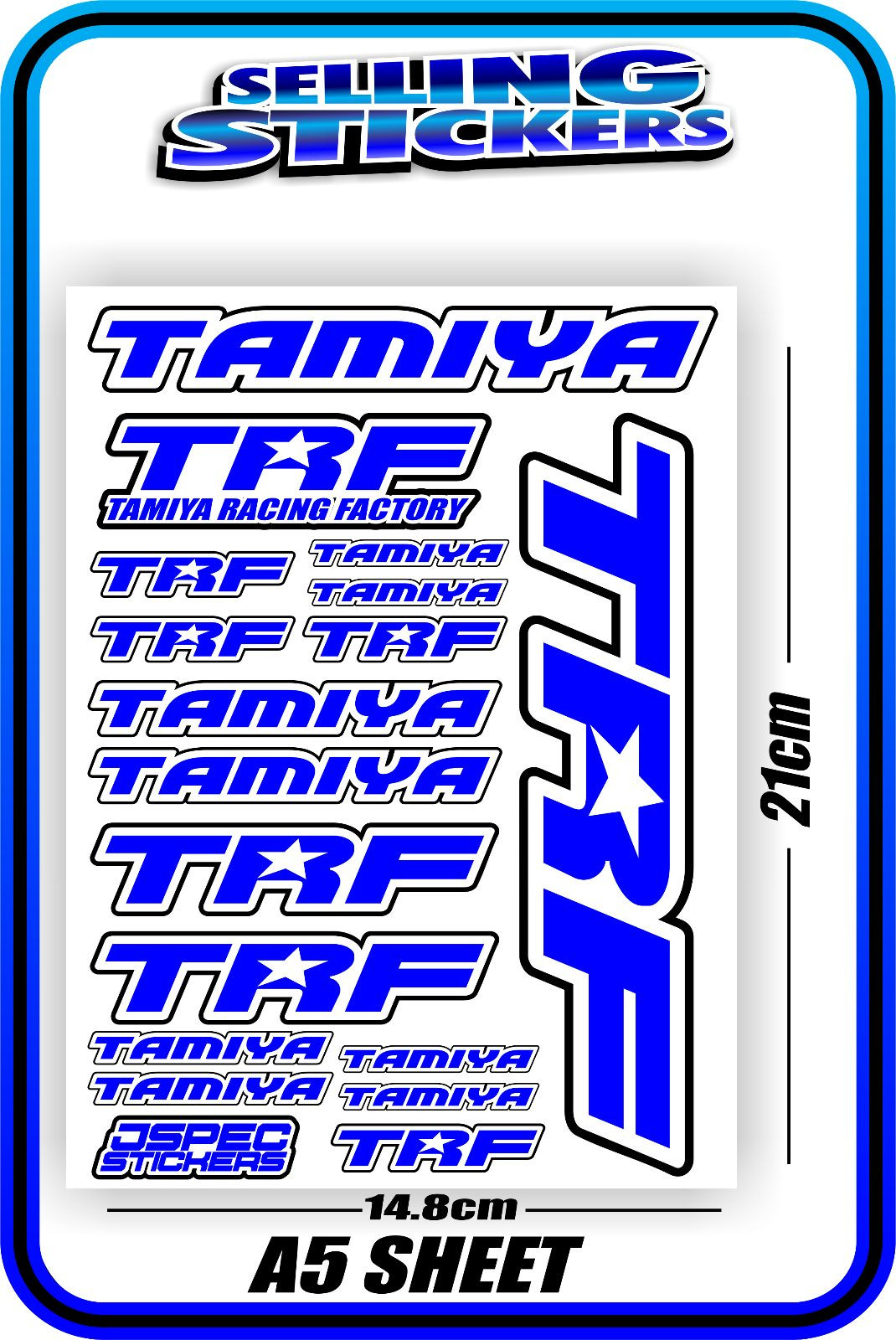 NEW TAMIYA TRF STICKER SET RC RACING CAR MODEL PLASTIC FROG TT01 BLUE ...