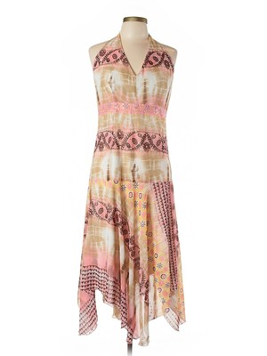 NWT Joseph Ribkoff Pink & Brown Handkerchief-Hem Halter Dress Size 10 ...