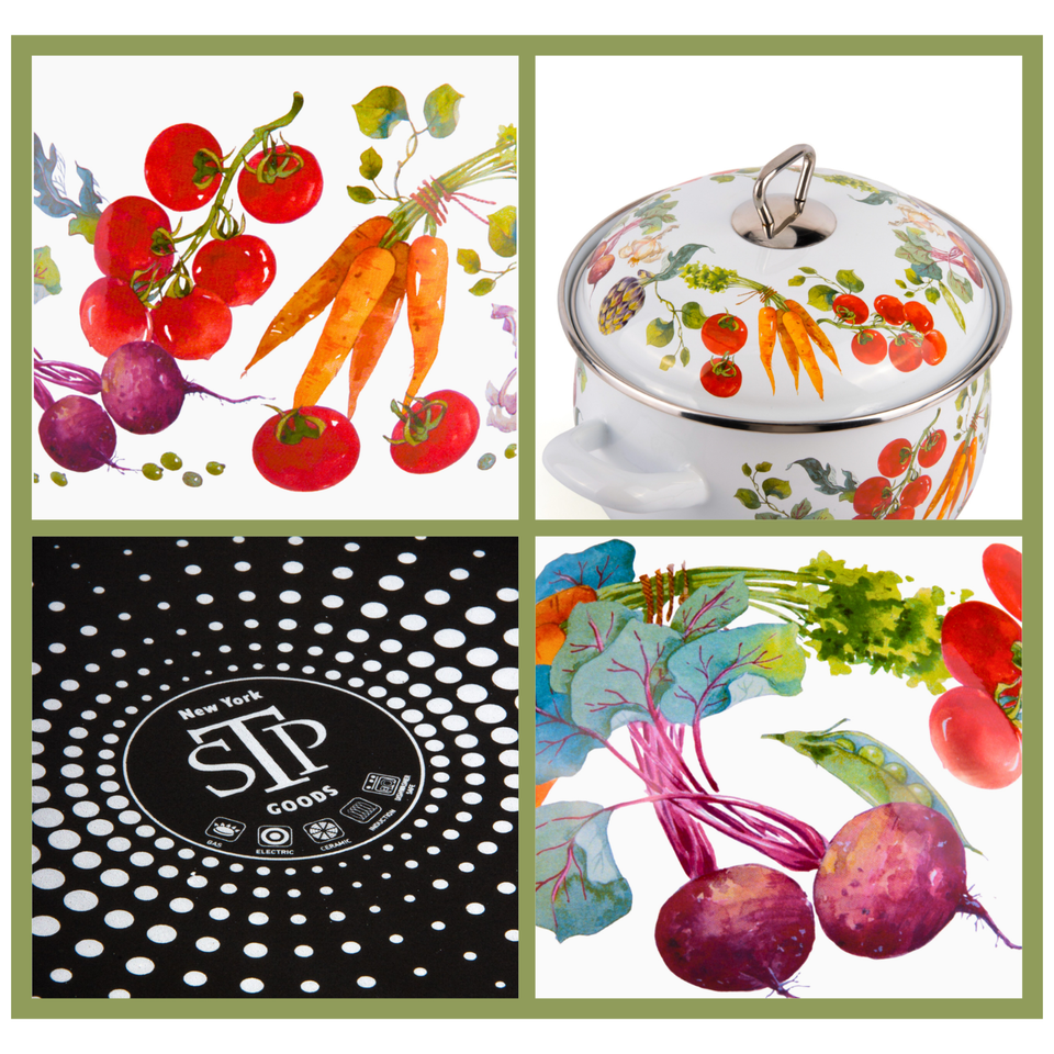 STPGOODS Harvest Enamel Stockpot Vintage Retro Cooking Pot Soup Pot ...